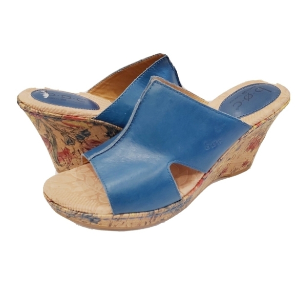 boc | Shoes | New Born Boc Wedge Blue Slides Floral Pint Cork Concept ...